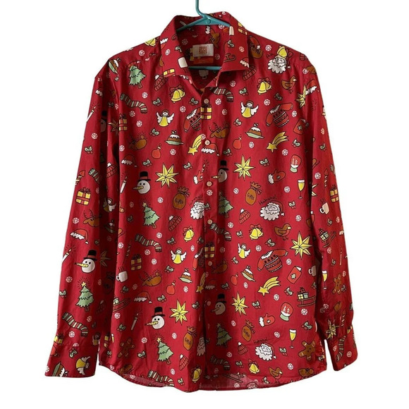 Oppo Suits | Shirts | Oppo Suits Mens Christmas Doddle Red Button Up ...